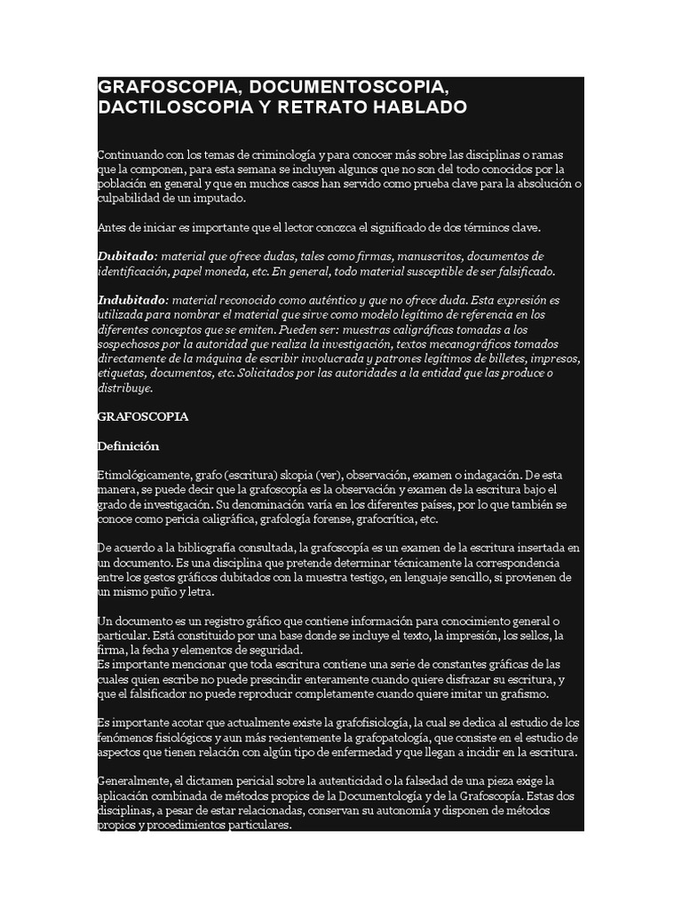 Grafoscopía | PDF | Huella dactilar