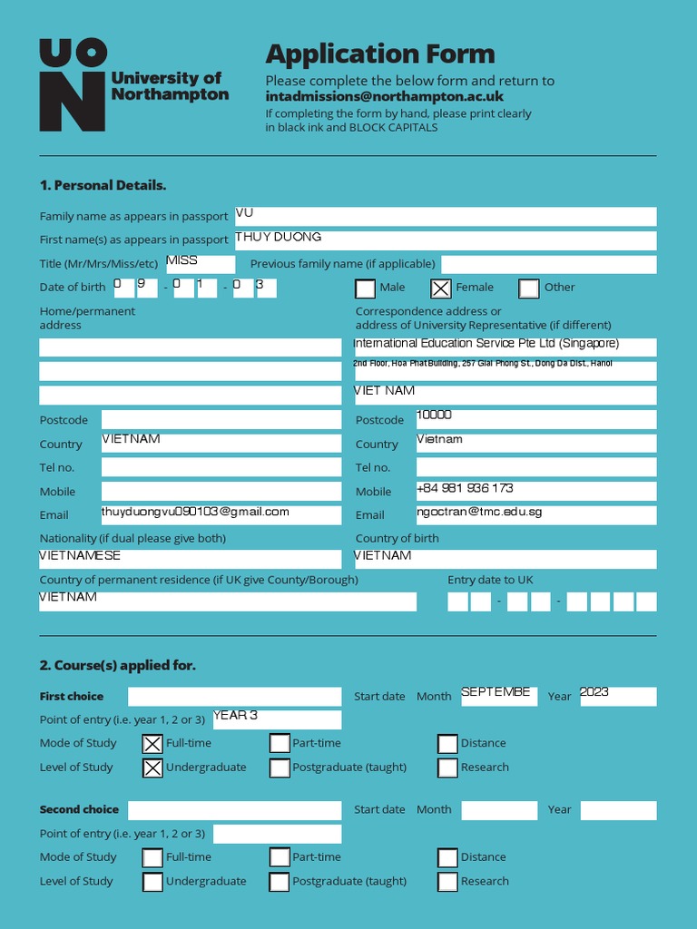Application Form Northampton | PDF | Disability