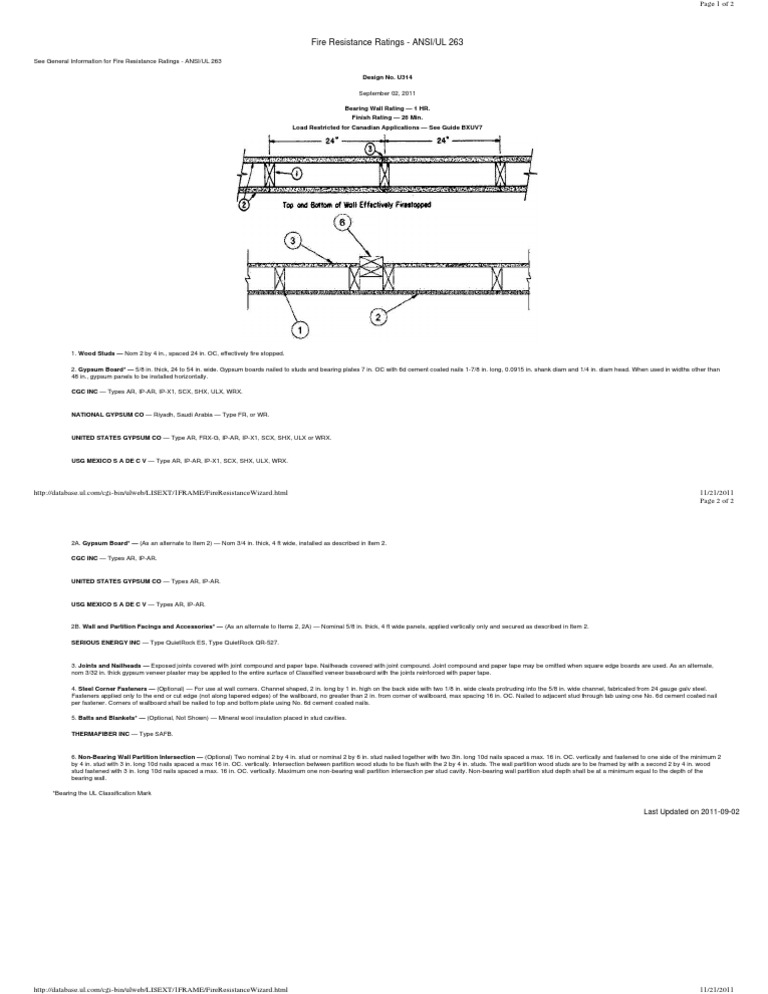 Fire Resistance Ratings - ANSI/UL 263 | Download Free PDF | Drywall | Building Materials