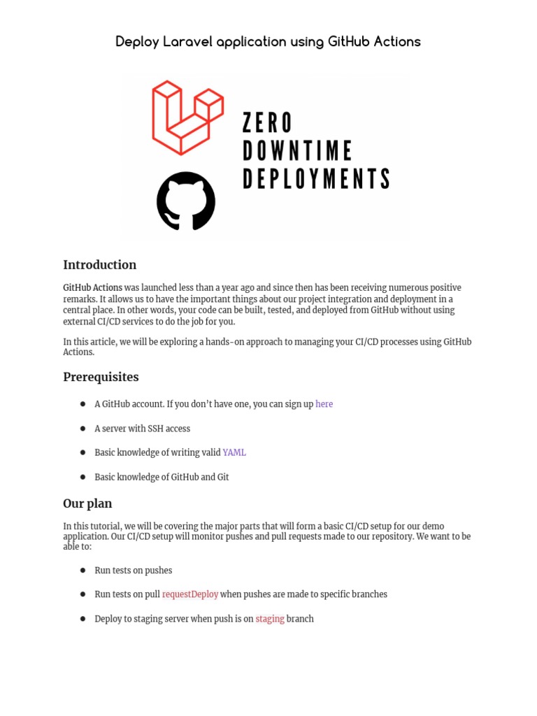 Deploy Laravel Github Actions Pdf Secure Shell Computer Programming