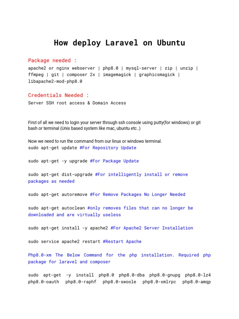 Deploy Laravel on Ubuntu Server | PDF | Networking | Internet & Web