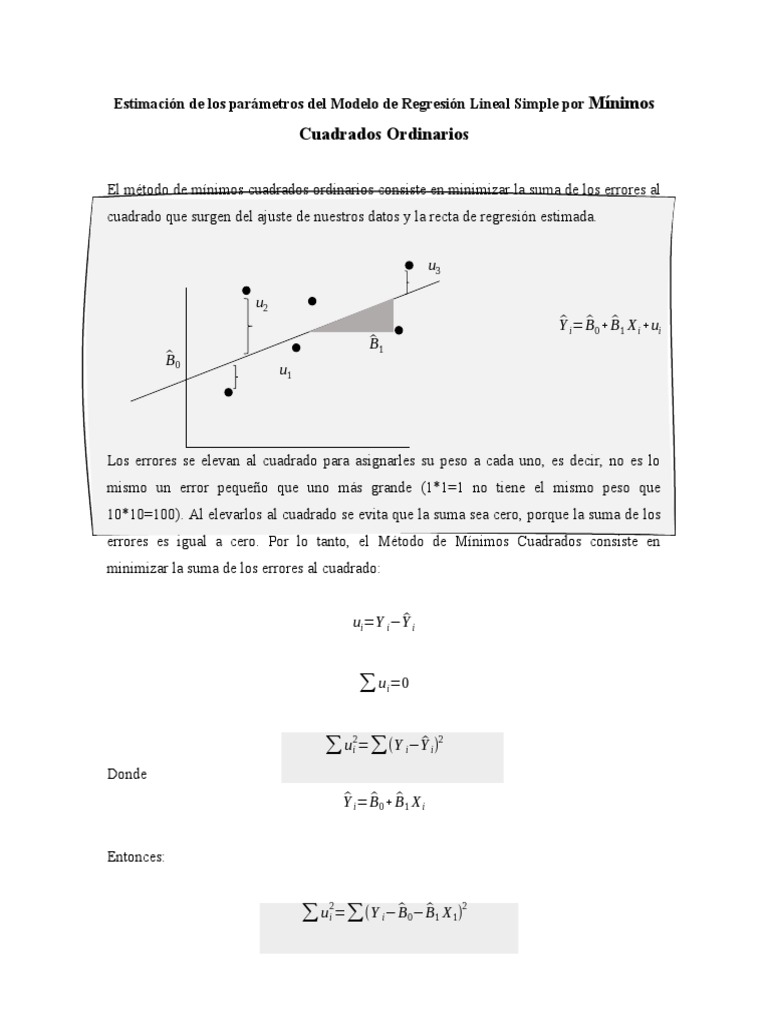 Método de Mínimos Cuadrados Ordinarios - Derivación | PDF | Mínimos cuadrados | Regresión lineal