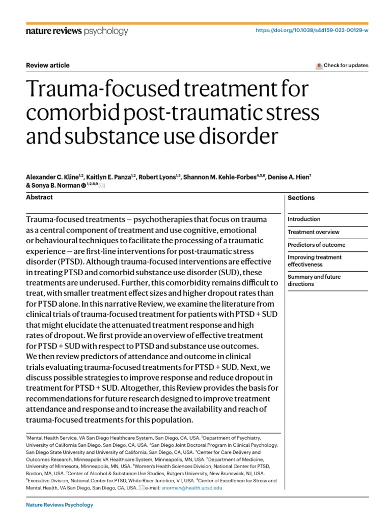 Trauma-Focused Treatment For Comorbid Post-Traumatic Stress and ...