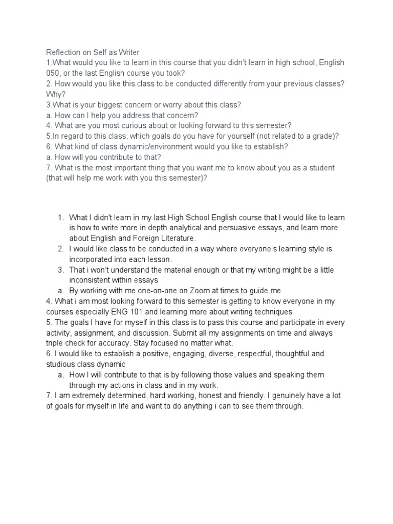 Reflection On Self As Writer by Vivien Bedova | PDF