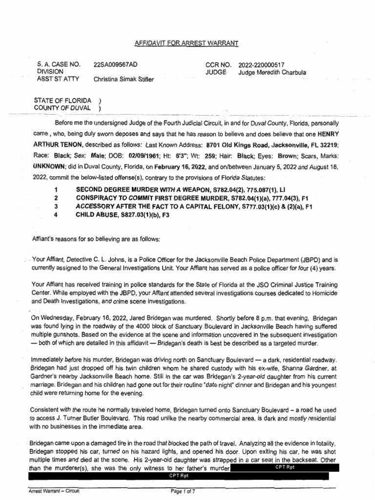 Henry Tenon Arrest Warrant | PDF | Search Warrant | Detective