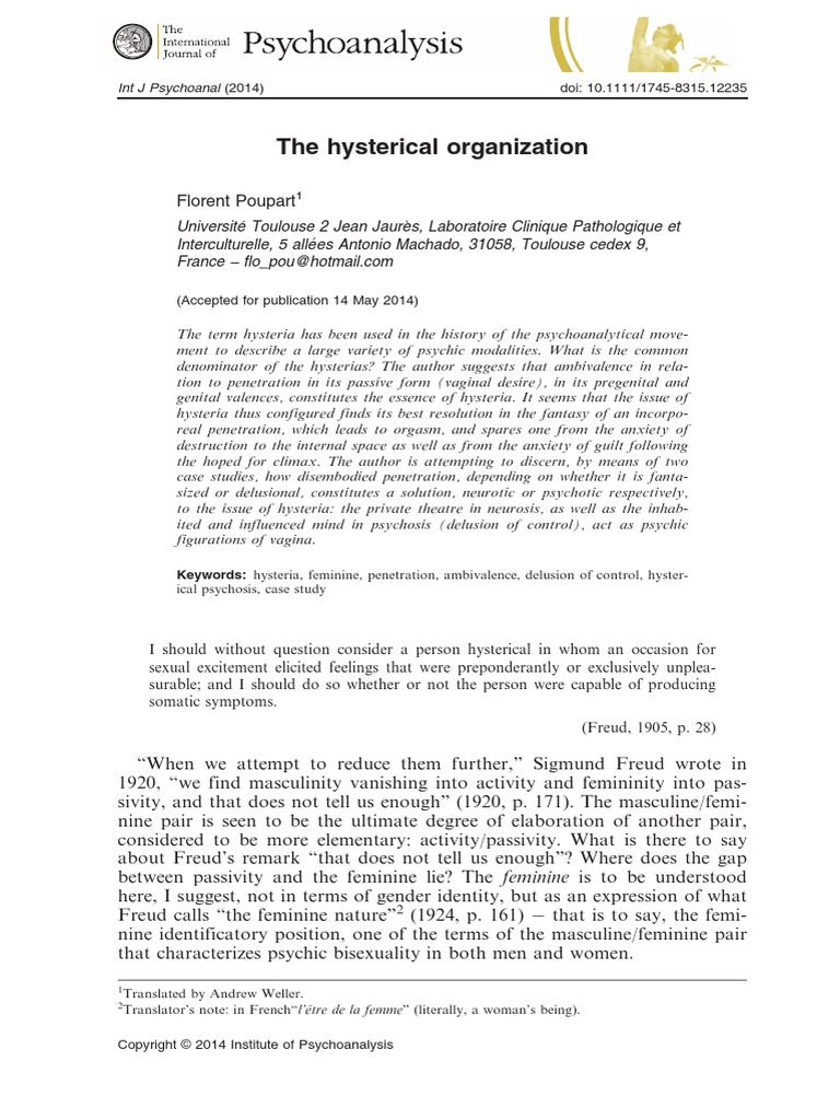 Poupart 2014 | PDF | Hysteria | Psychosis