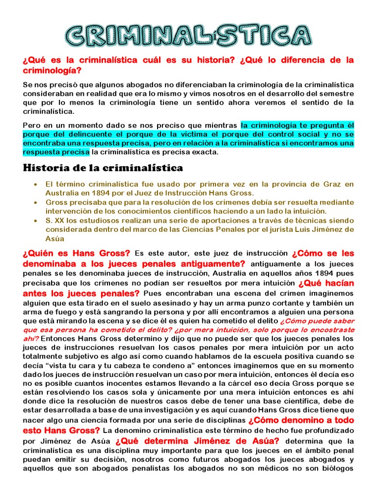 Historia de La Criminalística | PDF | Derecho penal | Huella dactilar