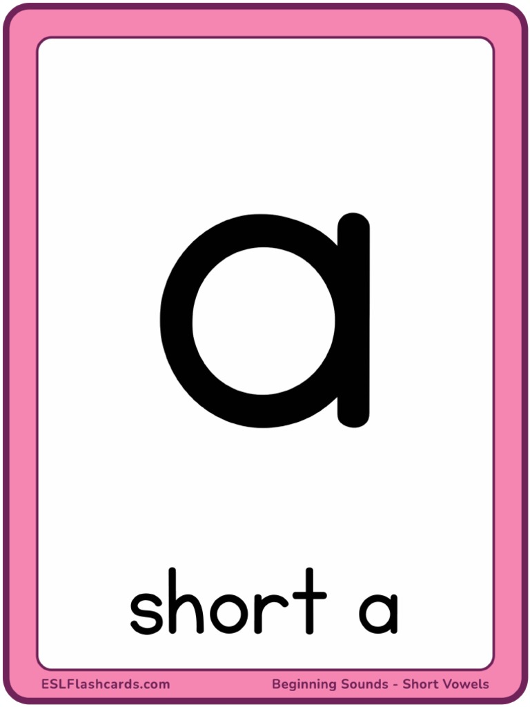Beginning Sounds Short Vowels Large Flashcards With Labels | PDF