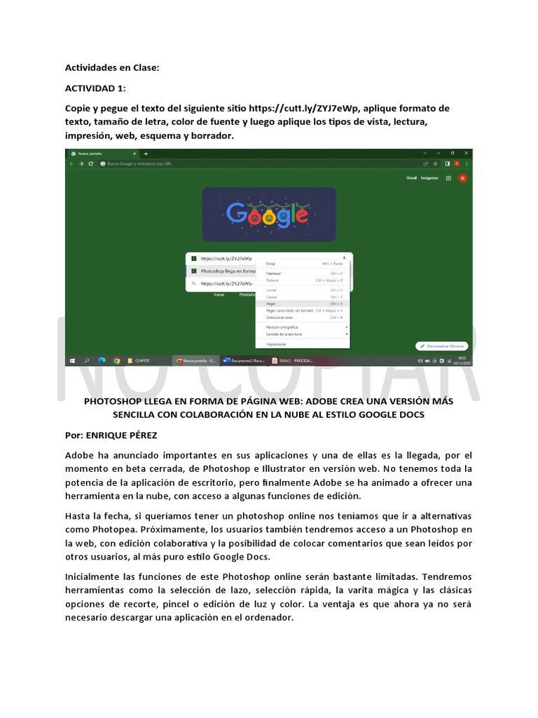Actividades en Clase Guia 2 Tarea 2 Modulo 3 | PDF | Adobe Photoshop | Red mundial
