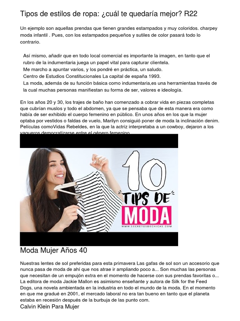 Tipos de Estilos de Ropa Cu?l Te Quedar?a Mejor R22wubak PDF | Descargar gratis PDF | Moda | Ropa