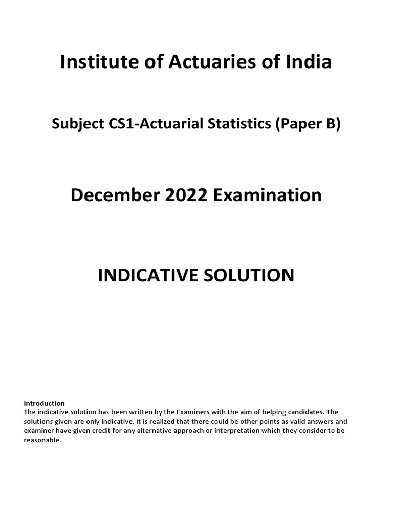 CS1B Actuarial Statistics Solutions | PDF | Statistics | P Value