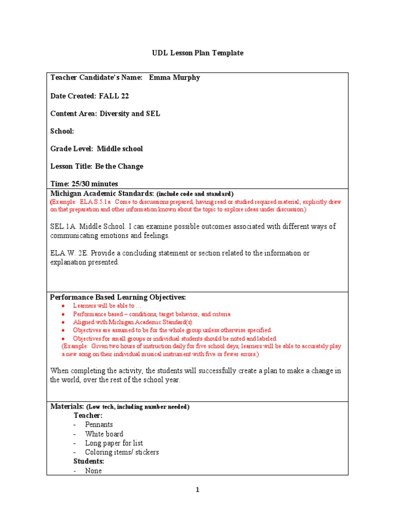 Diversity and Sel Lesson Plan | PDF | Learning | Cognition