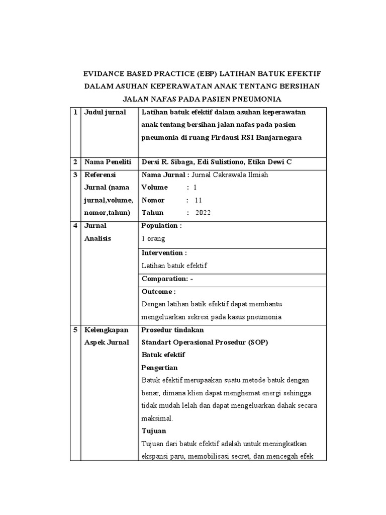 Ebp Latihan Batuk Efektif | PDF