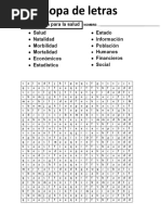 Sopa de Letras de Salud y Enfermedades | PDF