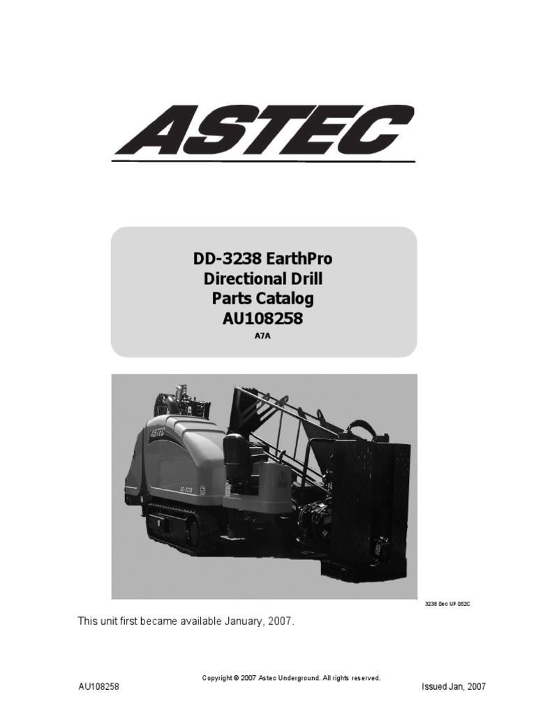 Dd-3238 Earthpro Directional Drill Parts Catalog Au108258: This Unit ...