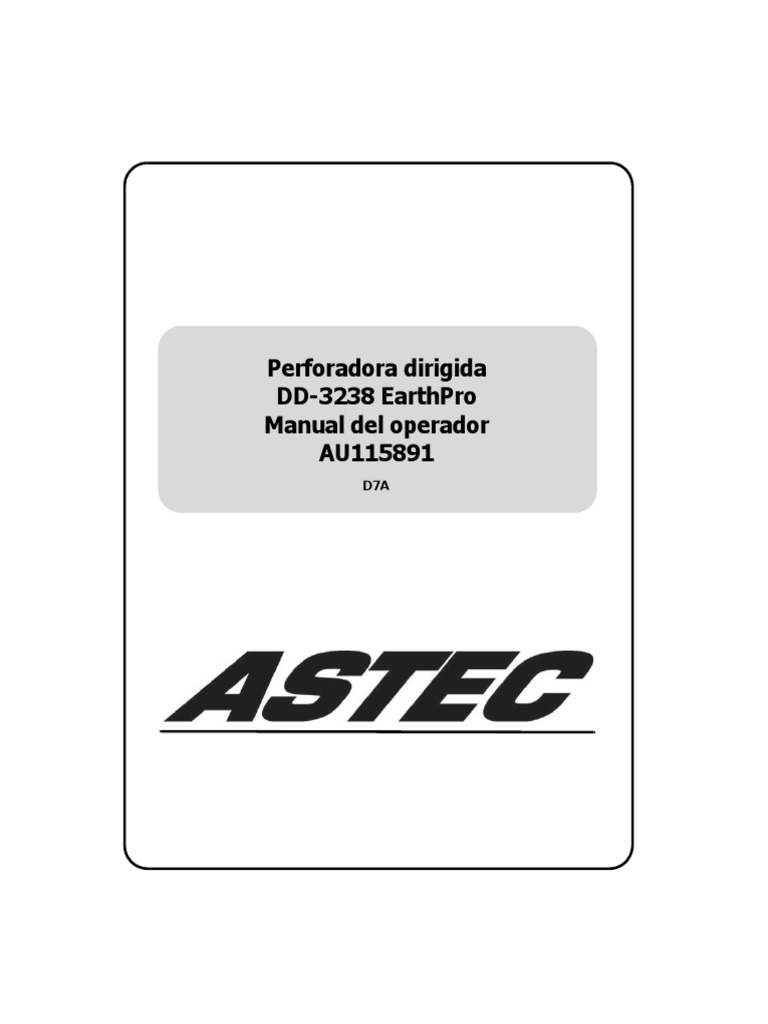 Perforadora Dirigida Dd-3238 Earthpro Manual Del Operador Au115891 ...