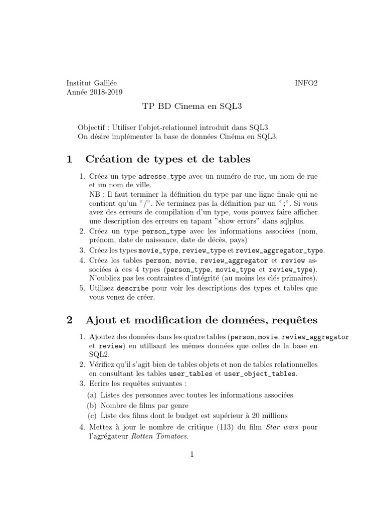 TP9 SQL3 | PDF | Informatique