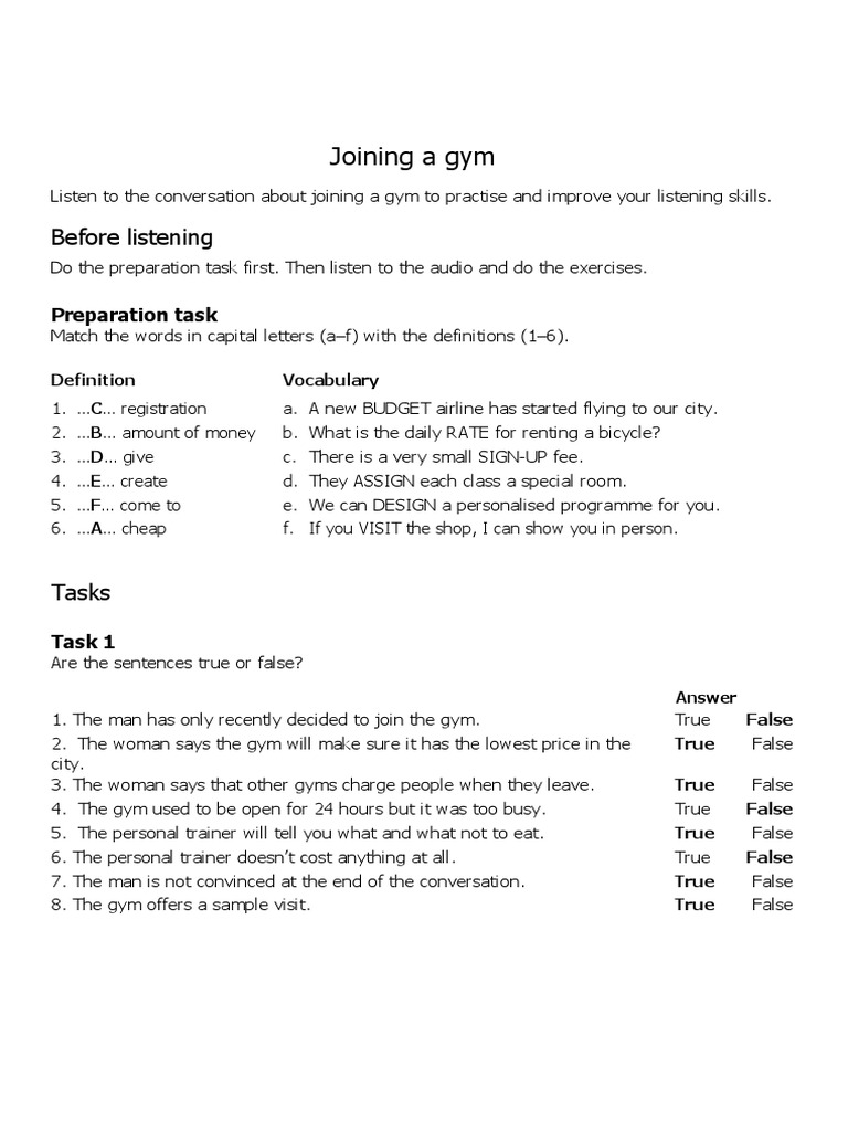 M11 - Joining A Gym | PDF