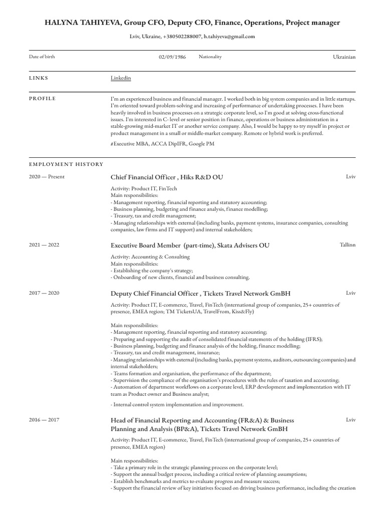 Halyna Tahiyeva (Robota - Ua) | PDF | Accounting | Audit