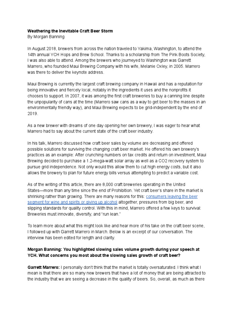 Weathering The Inevitable Craft Beer Storm Interview With Garrett ...