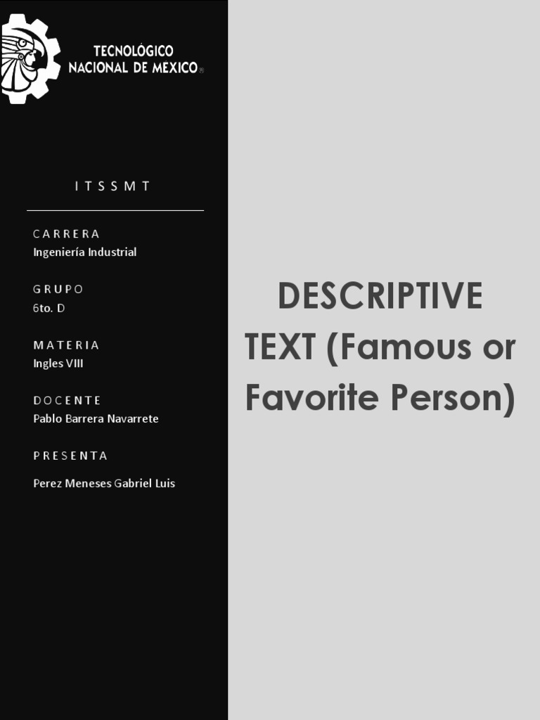 DESCRIPTIVE TEXT (Famous or Favorite Person) | PDF