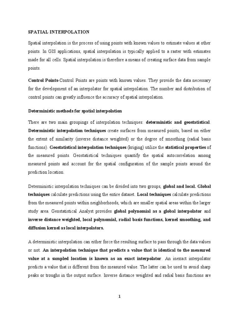 Spatial Interpolation Notes Pdf Interpolation Regression Analysis