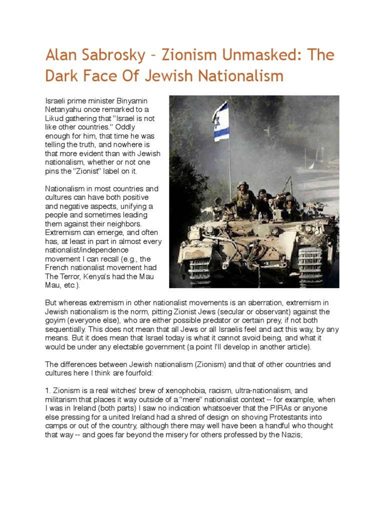 Alan Sabrosky - Zionism Unmasked - The Dark Face of Jewish Nationalism ...