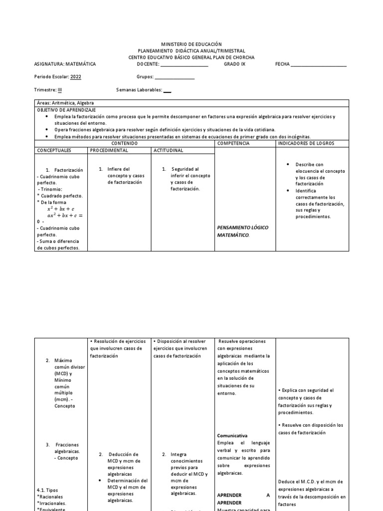 Planif 9 III | PDF | Ecuaciones | Factorización