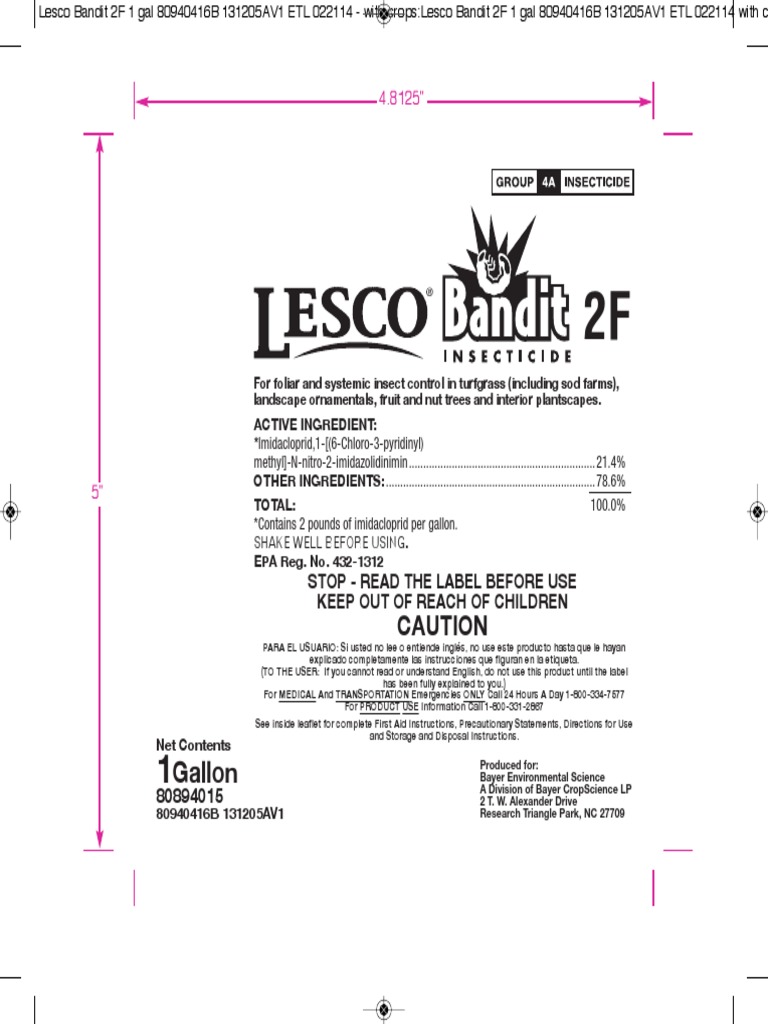 Lesco Bandit 2F Label 12-5-13 | PDF | Pollinators | Pesticide