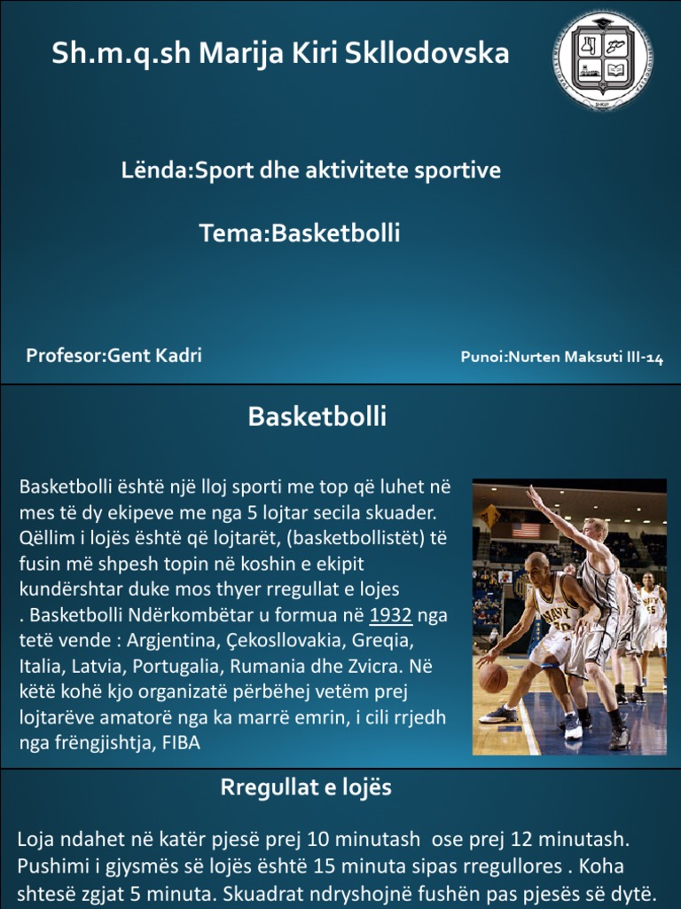 SH.M.Q.SH Marija Kiri Skllodovska: Lënda:Sport Dhe Aktivitete Sportive | PDF