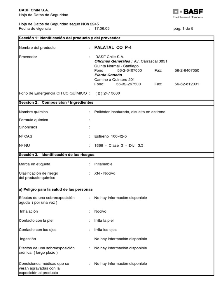 Ficha de Seguridad Cop4 | PDF | Agua | Residuos