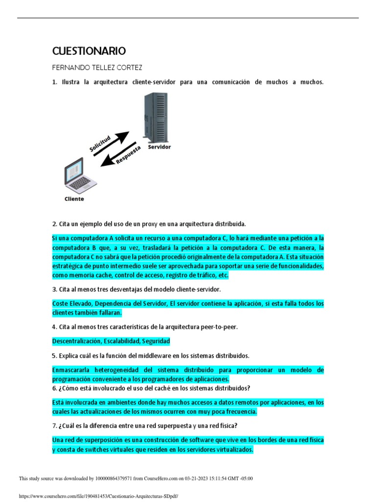 Arquitecturas Distribuidas: Preguntas y Respuestas sobre Modelos Cliente-Servidor, P2P ...