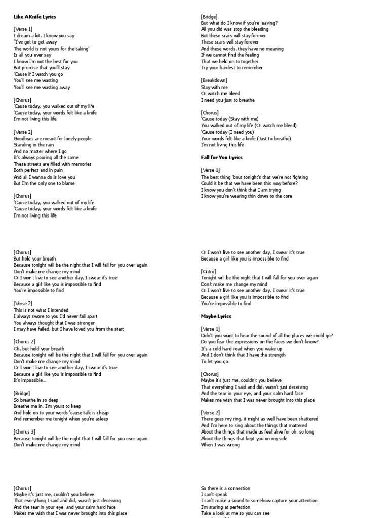 Secondhand Serenade Pdf Song Structure