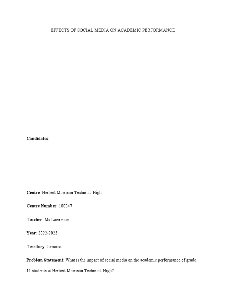 Effects of Social Media On Academic Performance | PDF | Social Media ...