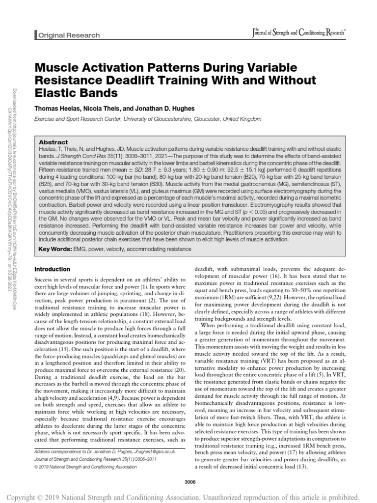 Muscle Activation Patterns During Variable.5 | PDF | Strength Training ...