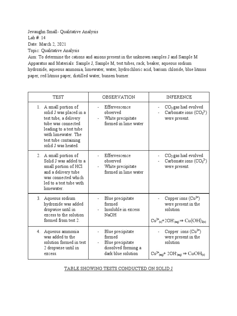 Qualitative Analysis Lab | PDF Qualitative Analysis Lab | PDF