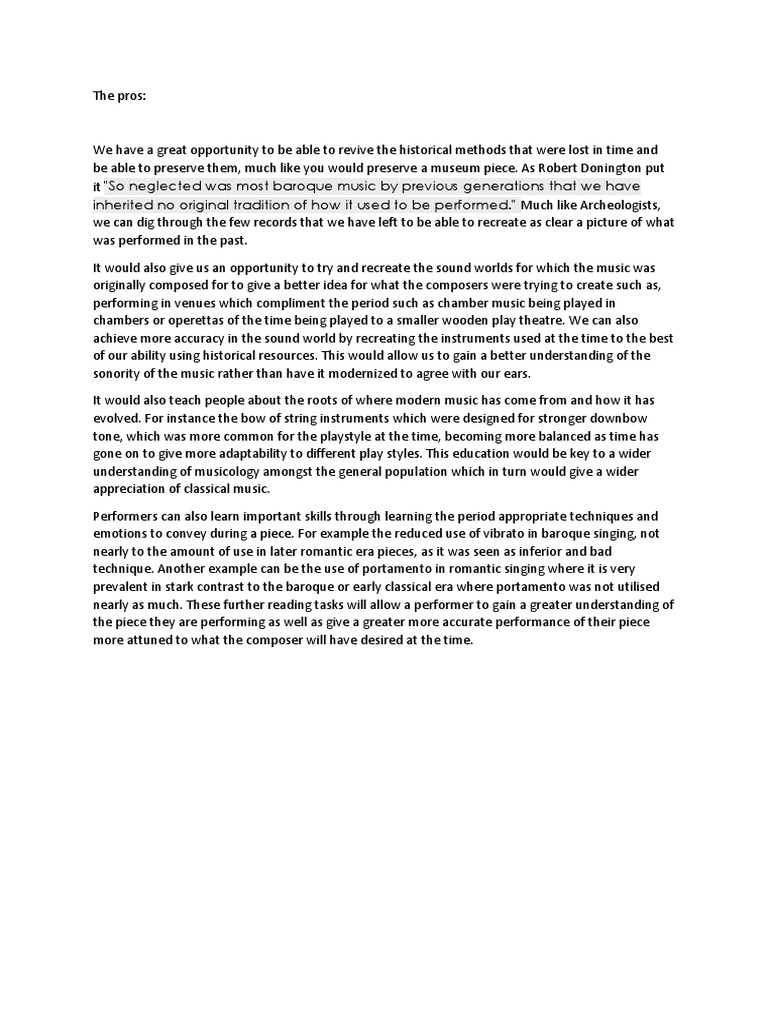 The Pros of Historical Performance | PDF