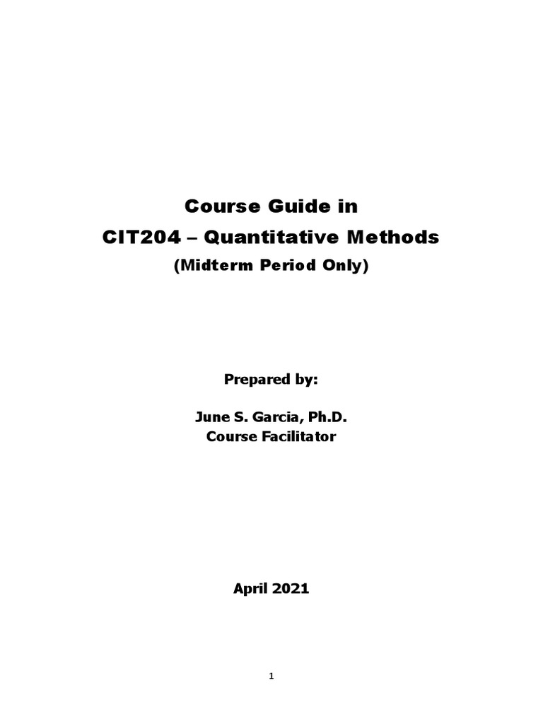 Quantitative MEthods Course Guide Inferential Statistics (1) - 220924 - 143556 | PDF ...