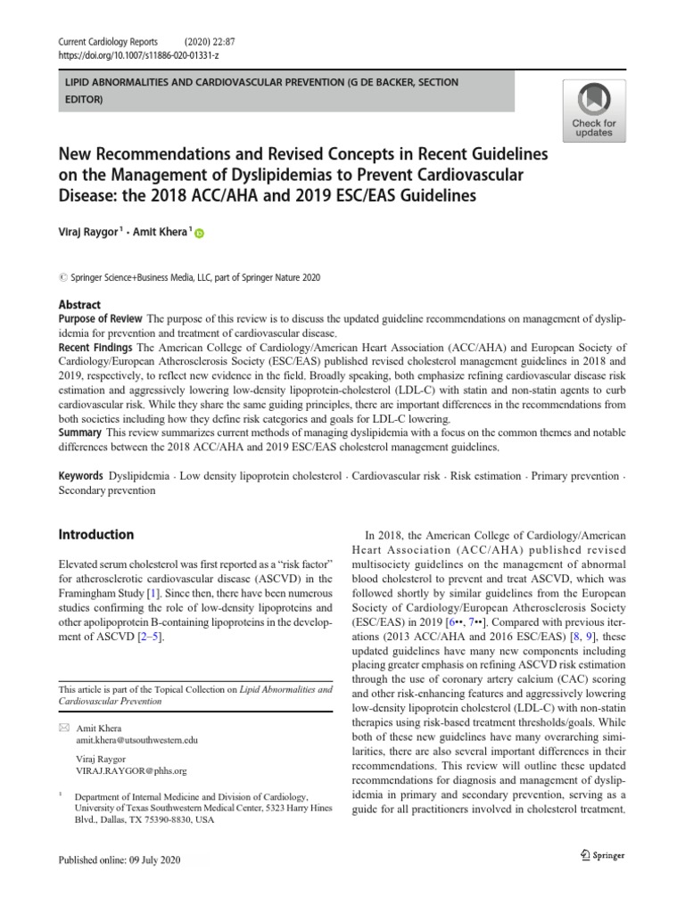 New Recommendations and Revised Concepts in Recent Guidelines On The ...