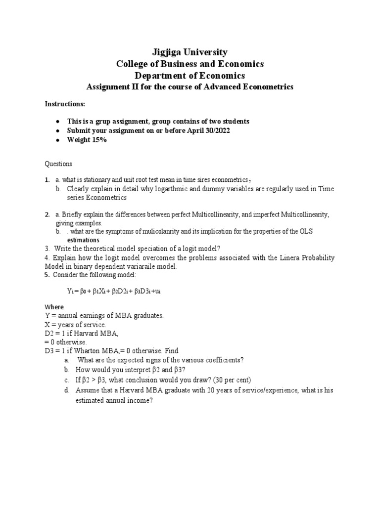 Jigjiga University College of Business and Economics Department of ...