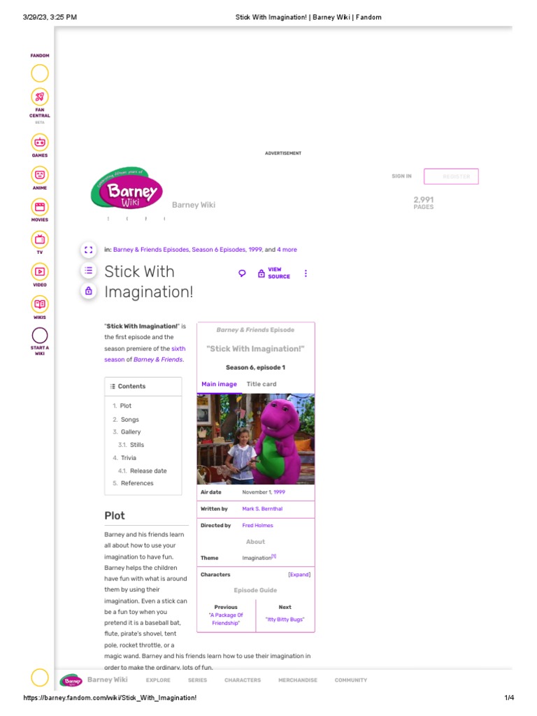 Stick With Imagination! - Barney Wiki - Fandom | PDF | Fandom