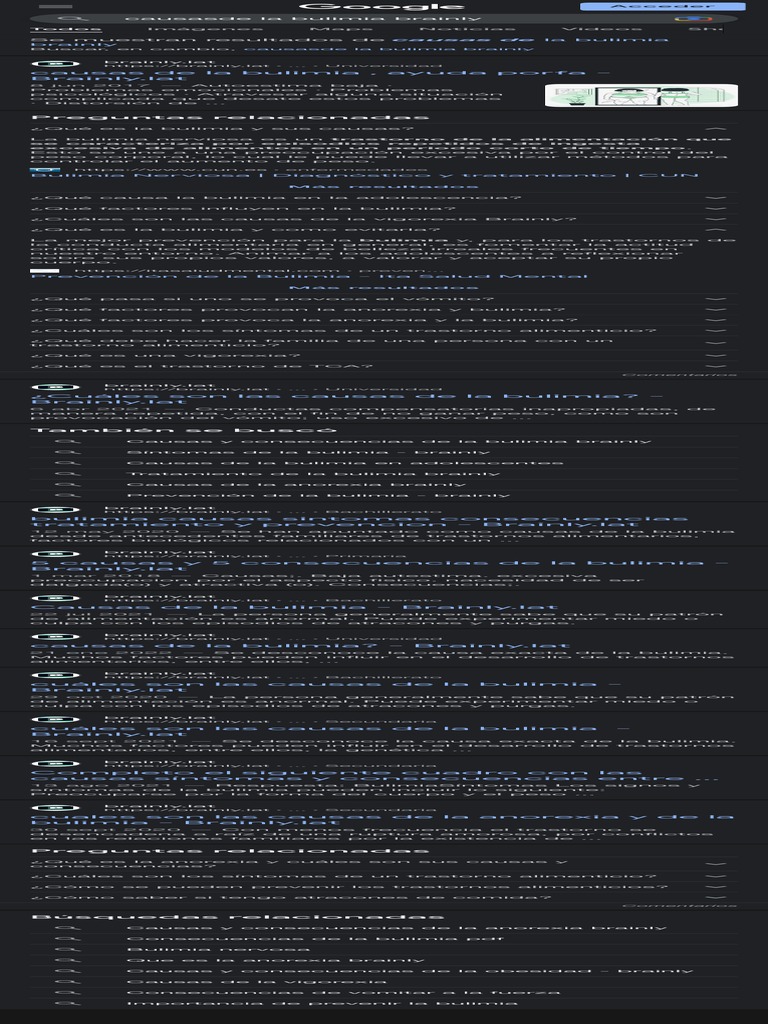 Preguntas Relacionadas: Causasde La Bulimia Brainly | PDF | Desorden alimenticio | Anorexia nerviosa