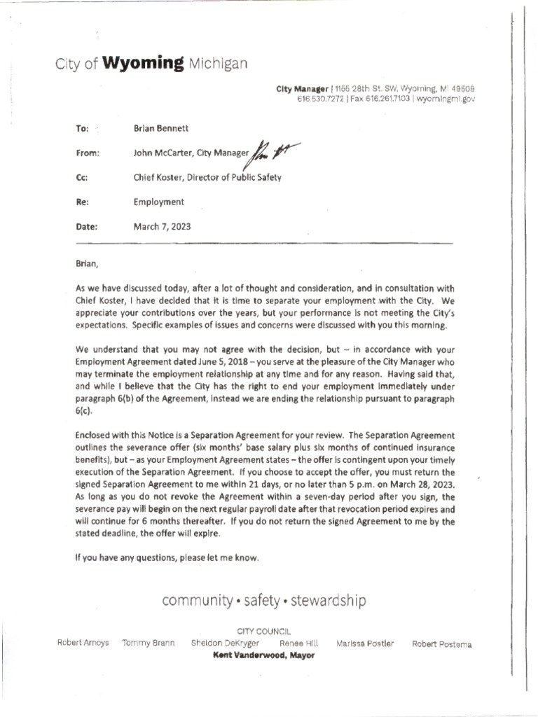 Termination Memo Pdf