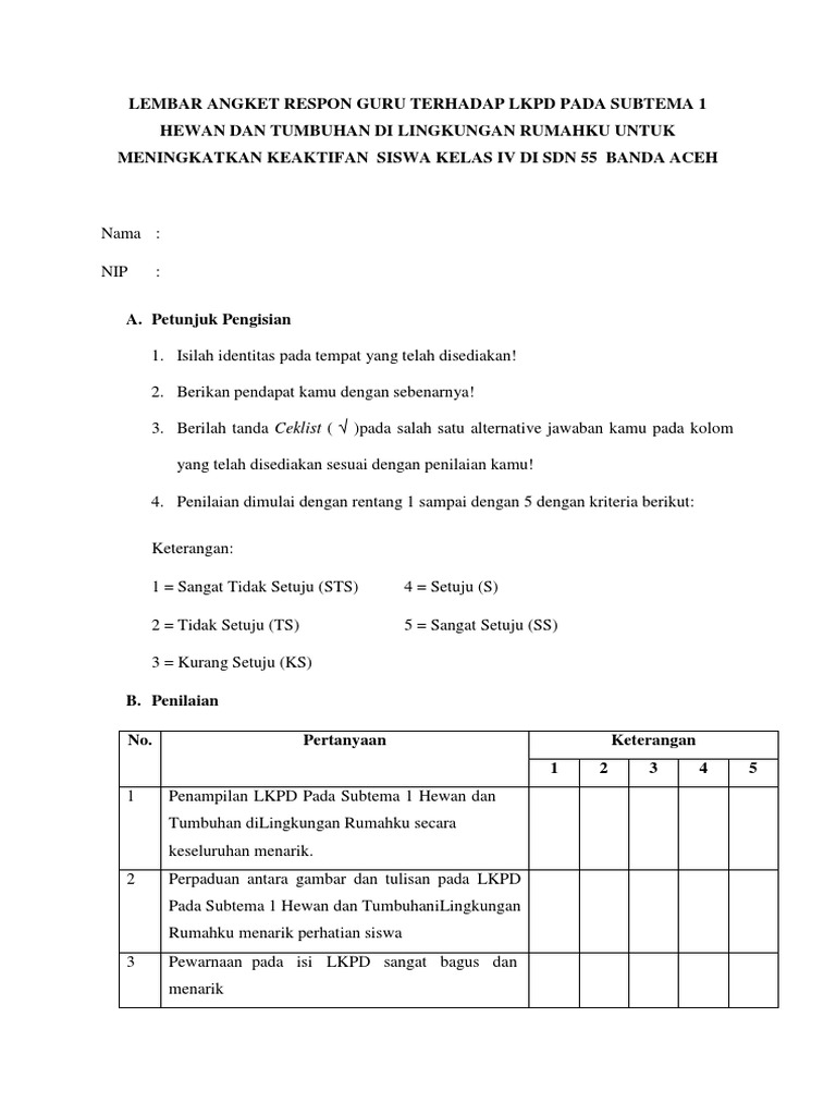 Angket Respon Guru | PDF | Karier & Perkembangan