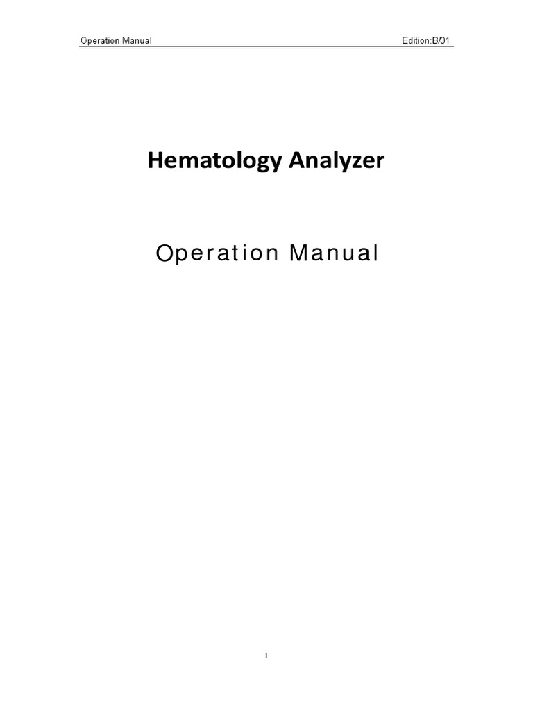 Hematology Analyzer: Operation Manual | PDF | Red Blood Cell | White ...