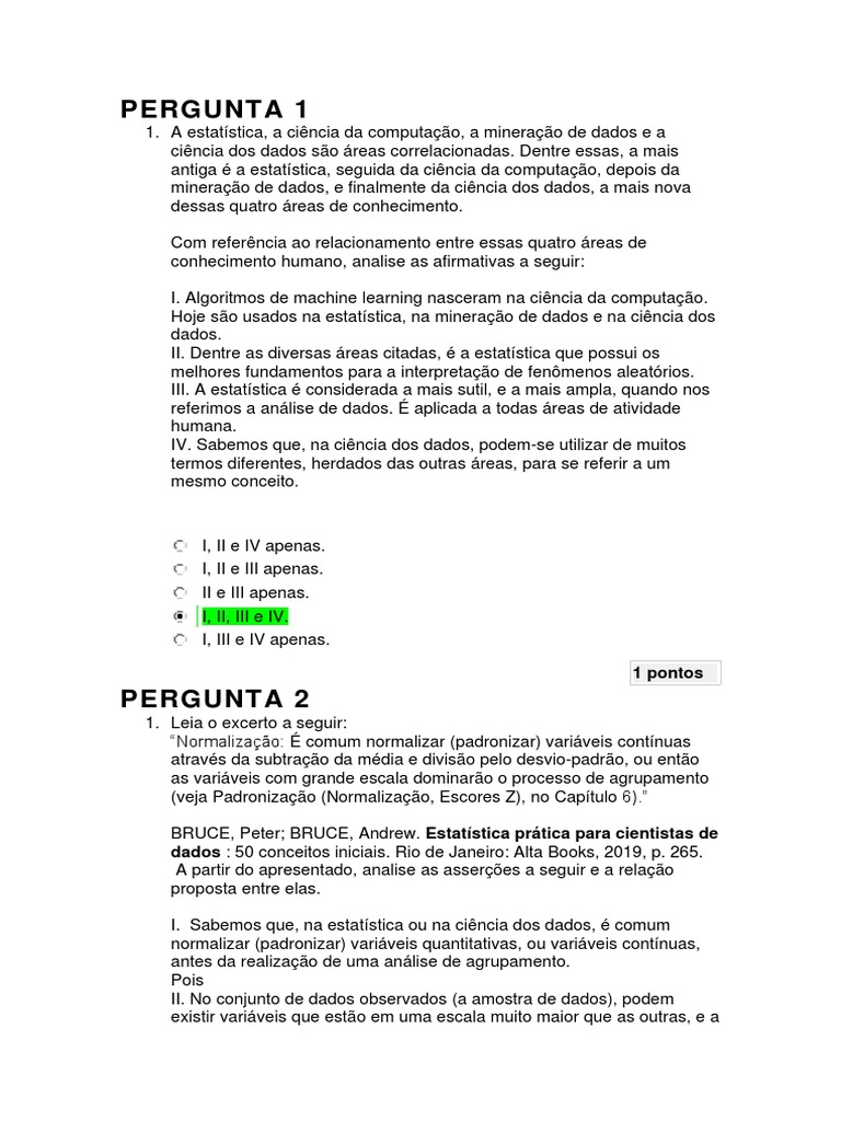 NOTA 10 - Atividade 4 (A4) - ESTATISTICA APLICADA AO DATA SCIENCE - EAD FMU | PDF | Science ...
