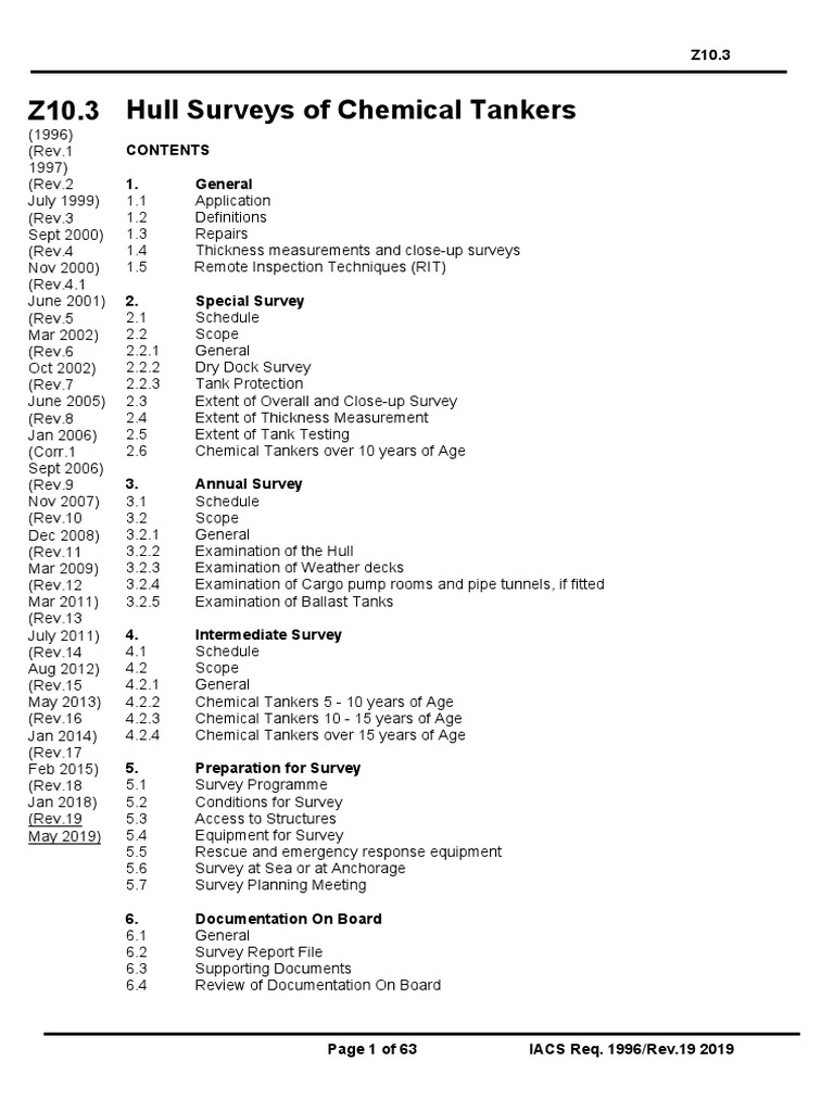 Z10.3 Hull Surveys of Chemical Tankers Z10.3 | PDF | Corrosion | Oil Tanker