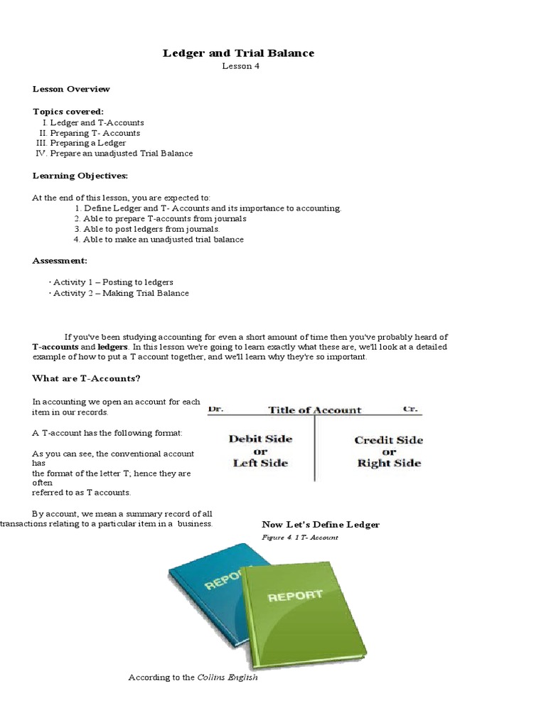 Lesson 4.Ledger and Trial Balance | PDF | Debits And Credits | Business ...