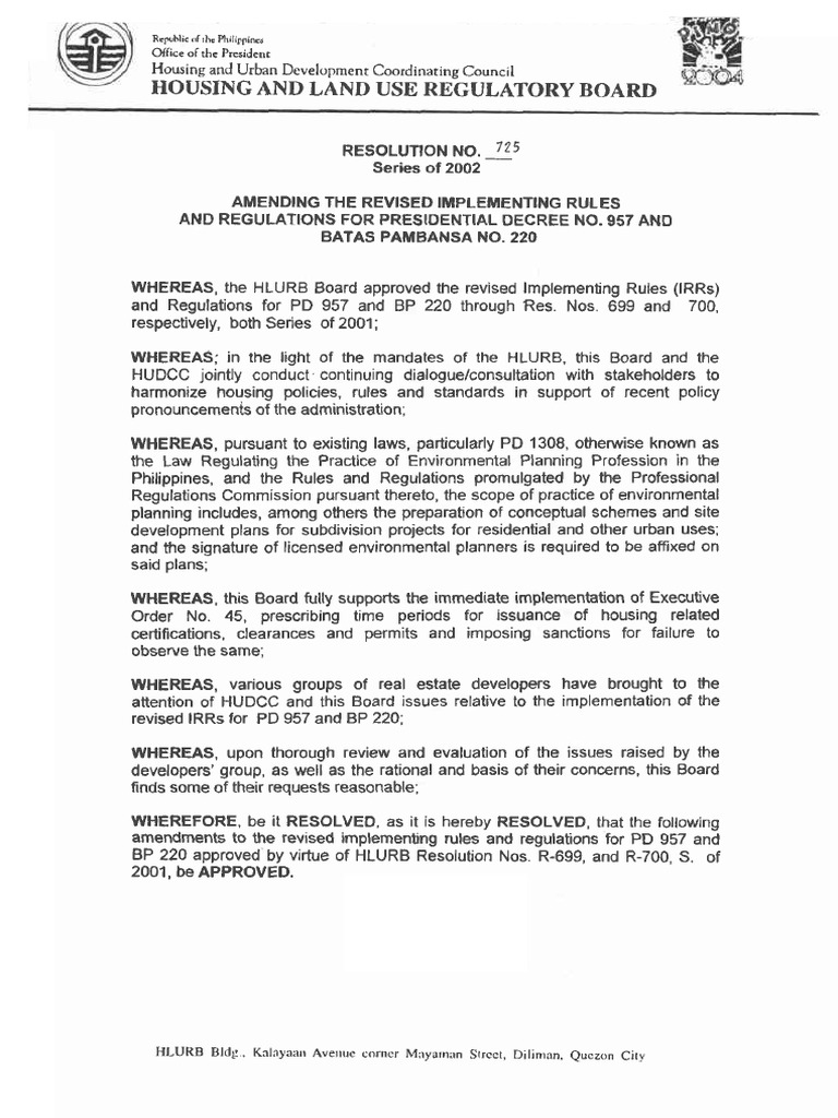 BP 220 Resolution No. 725 | PDF