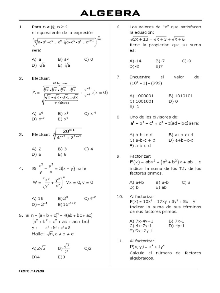 Problemas de Álgebra Avanzada | PDF | Teoría de los números | Matemáticas